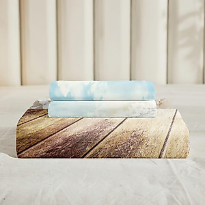 Bedbay Tropical Bedding Set Queen Size,Beach Duvet Cover,Sunny Beach Palm Tree Comforter Cover,Summer Bedding Beach Room Decor,3 Pieces Soft Beach Quilt Cover with Zipper Closure(Beach,Queen)