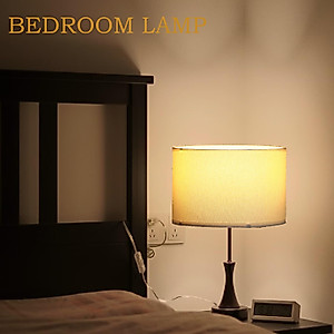 Drum Lamp Shade, Natural Round Linen Lamp Shades for Floor Lamp Replacement, Small Fabric Cylinder Decorative Lampshade with E27 Adapters for Table Lamp Bedside Lamp Chandeliers(White)(1.65" Spider)