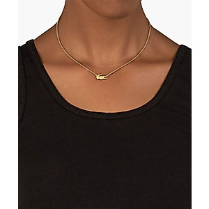 Lacoste 2040044 Jewelry Crocodile Women's Ionic Thin Gold Plated Pendant Necklace Color: Yellow Gold