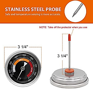 MixRBBQ 3.3” Large Dial Grill Thermometer Compatible with Big Green Egg, Waterproof No-Fog Glass Lens 150-900°F Temperature Gauge Replacement for Big Green Egg Accessories