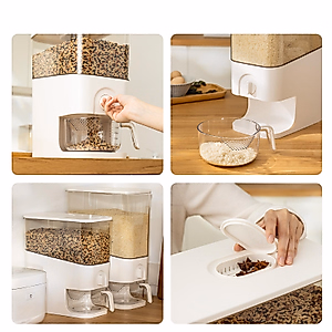 LivLab 22-25lbs Rice Dispenser, 10.5 Qt/10L/25 lbs Grain Storage Container with Measuring Cup Cereal Dispenser Cereal Bucket for Kitchen Pantry Organization