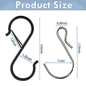 CRSONGMAOZL 24 Pack S Hooks for Hanging Clothes Heavy Duty Metal Black S Hook with Safety Buckle Design for Outdoor, Lights, Kitchenware, Hanging Hooks