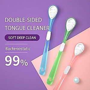 Y-Kelin Double-Side Desiged Tongue Scraper, Ultra-Soft Tongue Brush Tongue Cleaner (3 Pack)