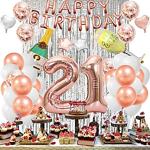 21st Birthday Decorations for Her,21 Birthday Balloons 21st Birthday Decorations for Women Happy 21st Birthday Gifts for Her