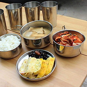 VGEBY1 Folding Pot Set, 8 Pcs/Set Portable Folding Stainless Steel Camping Cookware BBQ Bowl Set for Outdoor Activities Camping Hiking