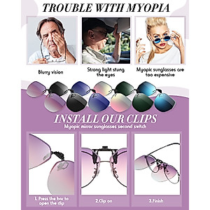 Weewooday 6 Pairs Polarized Polygon Style Clip On Sunglasses Flip Up Driving Clip on Glasses for Outdoors Indoors Men Women, 6 Colors