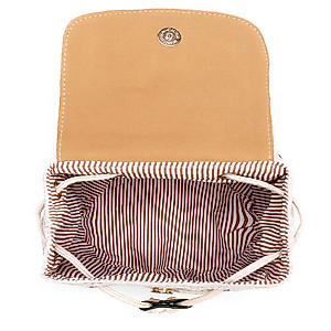 Teanea Small Straw Backpack Purse Beach Bag for Women Girls, Beige