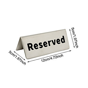 Honbay 2PCS Double Side Reserved Table Signs Tent Stainless Steel Desk Logo Indicator for Business Restaurant Banquets and Dinner Parties