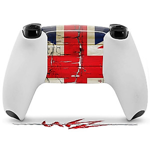 WraptorSkinz Skin Wrap compatible with Sony PS5 DualSense Controller Painted Faded and Cracked Union Jack British Flag (CONTROLLER NOT INCLUDED)