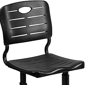 EMMA + OLIVER Adjustable Height Black Student Chair with Black Pedestal Frame