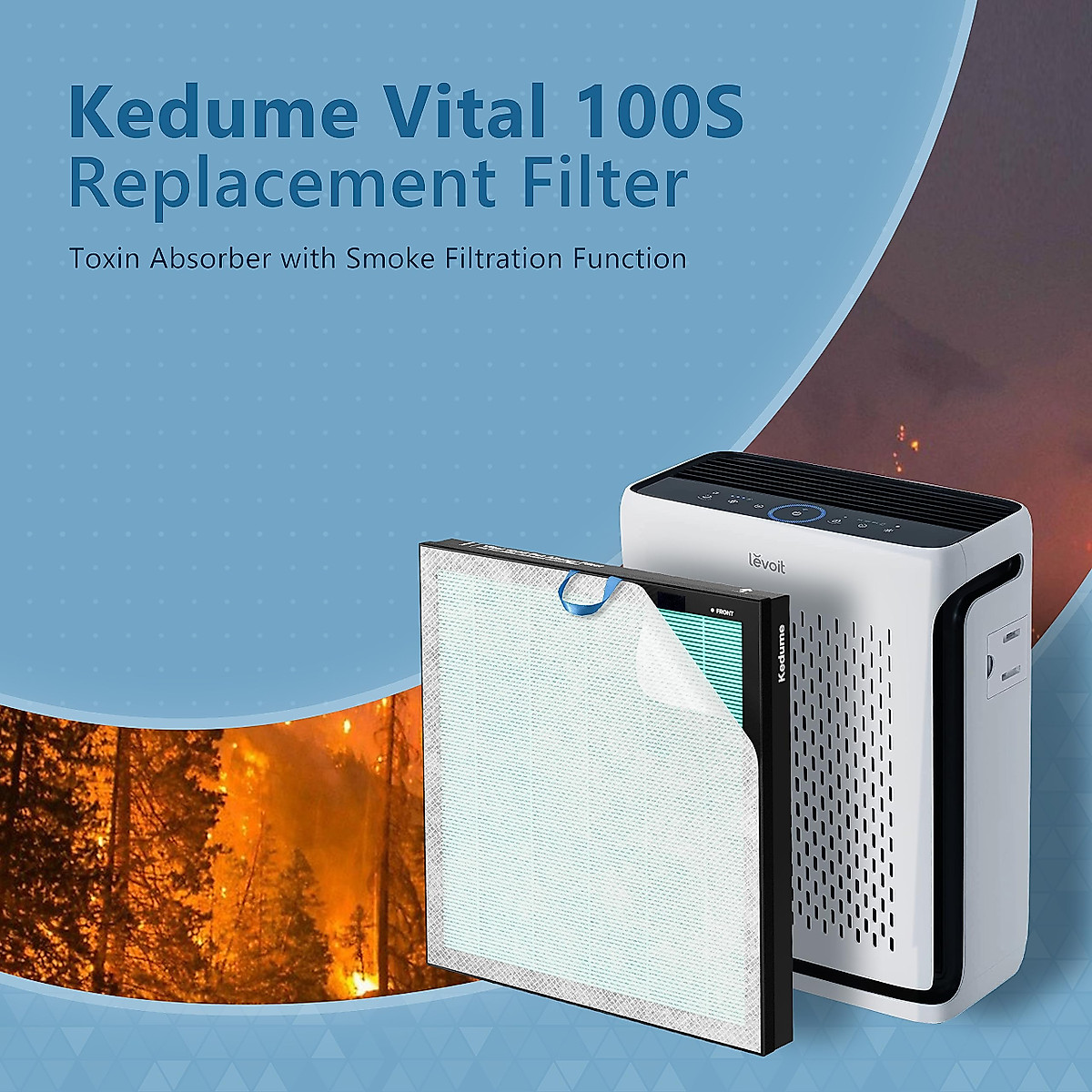 Vital 100S Toxin Absorber Replacement Filter for LEVOIT Vital 100S Smart WiFi Air Puri-fier, True 4-in-1 HEPA and High-Efficiency Activated Carbon Filter, Vital 100S-RF-TX (LRF-V102-GUS), 2Pack, Green