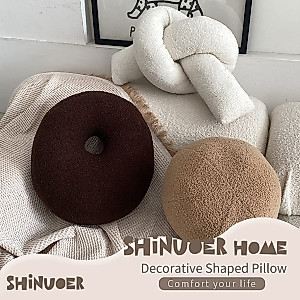 SHINUOER Knot Pillow,Soft Knot Plush Throw Pillow Boucle Knot Shaped Pillows Knotted Long Decorative Throw Pillows Cushion for Couch Sofa Bed Room Decor (Chocolate)