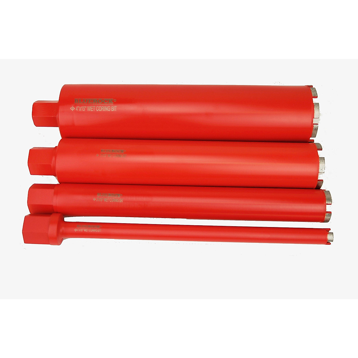 1"-4" Inch Diamond Wet Core Drill Bit Set 1-1/4” Threaded by BLUEROCK Tools for Concrete Rebar Asphalt Brick Rock Masonry Hole Barrel Coring