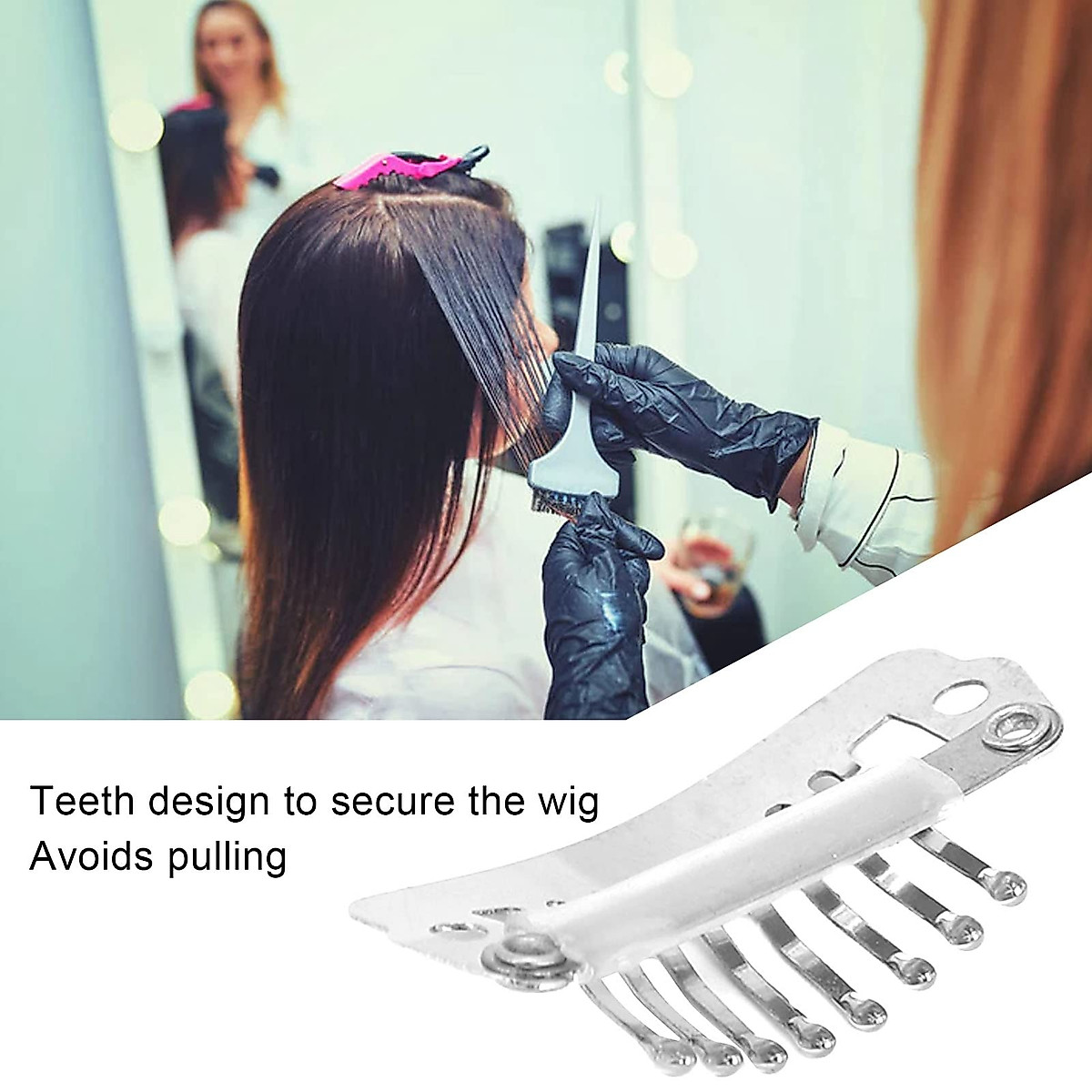 Hair Extension Clips,Wig Clips to Secure Wig No Sew,Hair Wig Clips Hair Extension Clips Set Stainless Steel DIY 8 Teeth Snap Comb Wig Clips Accessories 1.1in (50pcs)(silver), Hair Extension Clips