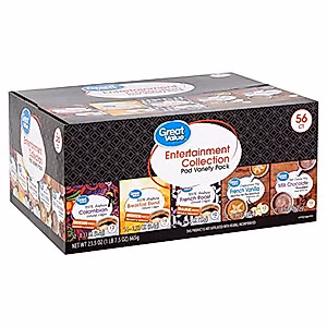 Great Value Entertainment Collection Coffee and Hot Chocolate Pod Variety Pack, 56 count, 23.5 oz