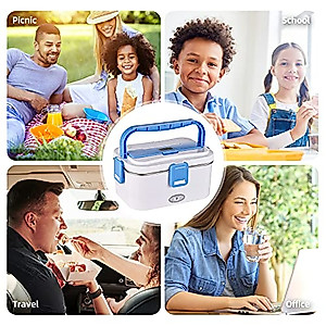 Ailgely Electric Lunch Box Food Heater,2 in 1 Food Warmer Heated Lunch Box,1.8L Removable Stainless Steel Container,110V 12V-24V 60W,Leak-proof,with Bag, Spoon, Fork for Car Truck Home