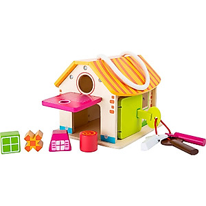 Small Foot Wooden Toys Wood Shed with Keys Motor Skills Playset Designed for Children 12+ Months, Multi (10315)