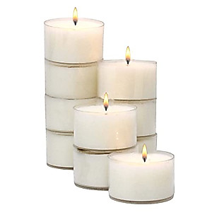 Clear Cup Tea Light Candles Unscented 6 Hour Long Burning Time (50 Pack) Tealight Candle