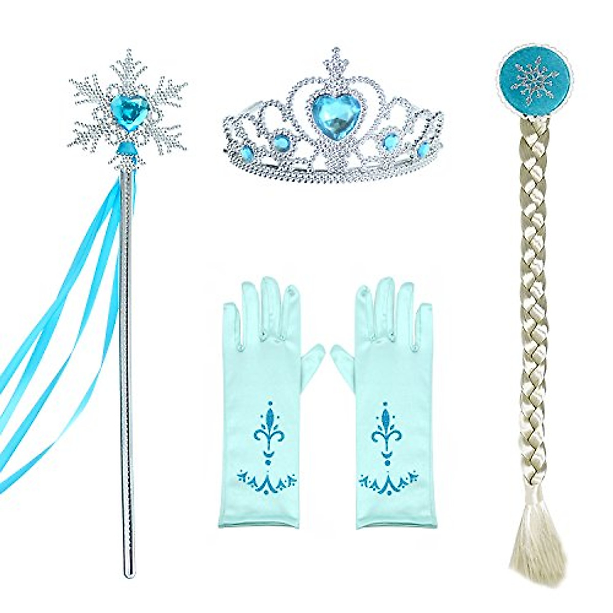 Party Chili Princess Costumes Birthday Party Dress Up For Little Girls with Wig,Crown,Mace,Gloves Accessories 3T 4T (110cm)