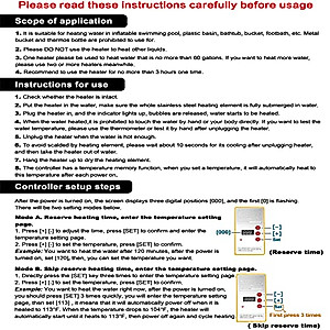 𝑼𝒑𝒈𝒓𝒂𝒅𝒆 1500W Electric Immersion Water Heater for Bathtub/Hot Tub/Inflatable Pool, Stainless Steel Submersible Bucket Heater with Temperature Controller, Rapid Heat 5 Gallons Water in Minutes