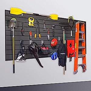 PROSLAT Garage Storage PVC Slatwall Panels - 2 Packs of 8 ft. x 4 ft. Sections (20 Single slats which Make up 64 sq.ft Once Installed) (Charcoal) (Dark Gray)