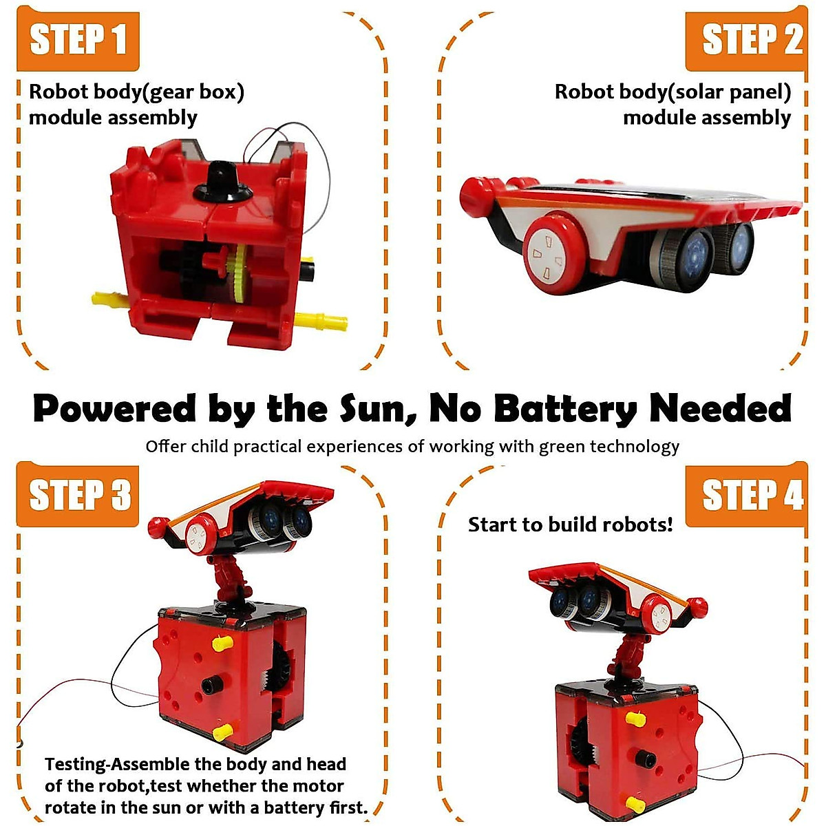 Tomons Solar Robot Kit 12 in 1 Science STEM Robot Kit Building Toys for Kids Aged 8-12 and Older,DIY Science Experiments Robot Toys Gift for Boys, Solar Powered by The Sun