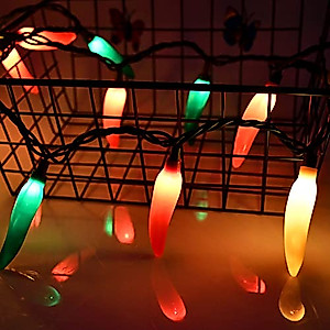 Pallerina Multi-Colored Chili Pepper String Lights, 13.6FT Hot Chili Pepper Lights with 35 Christmas Warm White Chili Pepper Bulbs(2 Spare) UL Listed for Outdoor Indoor Kitchen Garden Patio Decoration