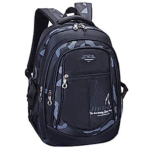 BYPTNF Backpack for Boy Student Kid Waterproof Durable Elementary Middle Casual Bookbag (C-Black)