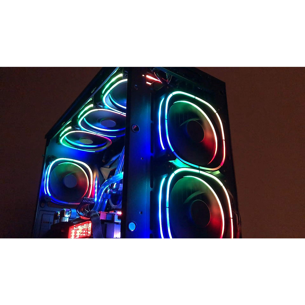 ApexGaming F601 Eye of Lightning MidTower Gaming Case Pre-Installed LED RGB Strip and RGB Cooling Fan/Clear Tempered Glass SidePanel, DuskFilter & Rear Cooling Fan