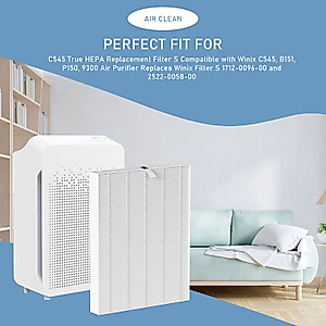 C545 True HEPA Replacement Filter S Compatible with Winix C545 Air Cleaner Purifier, Compare to Part number 1712-0096-00, 4 Pack HEPA Filtrer only