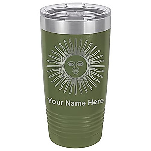 LaserGram 20oz Vacuum Insulated Tumbler Mug, Flag of Argentina, Personalized Engraving Included (Camo Green)