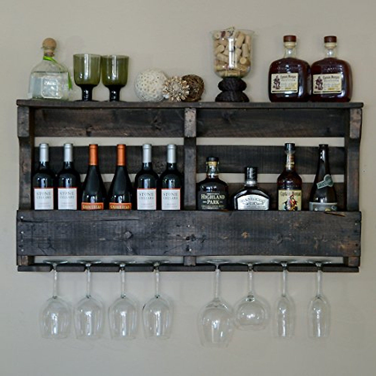 Great Lakes Reclaimed Wall Mounted Wine Rack,(Espresso/Dark Walnut Stain Finish)