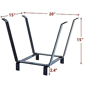 PHI VILLA 20 Inches Indoor/Outdoor Firewood Rack Fireplace Log Carriers & Holders Wood Burning Stove Accessories, Black