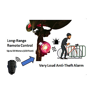 Wireless Bike Alarm w/Smart Taillight: Anti-Theft Alarm w/Remote; Auto On/Off Taillight w/New Burst Strobe Mode for Daytime; Deceleration Warning; Wireless Electric Horn & Bike Finder.
