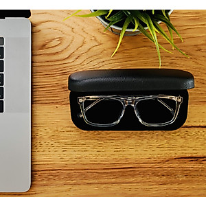 BLINKBAZAAR 100PACK FAUX LEATHER EYEWEAR GLASSES EYEGLASSES SUNGLASSES HARD CASE CLAM SHELL (BLACK)…