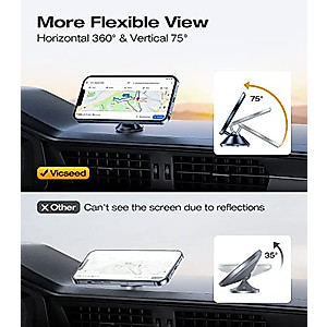 VICSEED for MagSafe Car Mount [20 Strongest Magnets] Magnetic Phone Holder for Car Dash [Not Drop 3M Adhesive] All-Metal Phone Mount for Car Dashboard Fit All Mobile iPhone 14 13 12 Pro Max Plus etc.