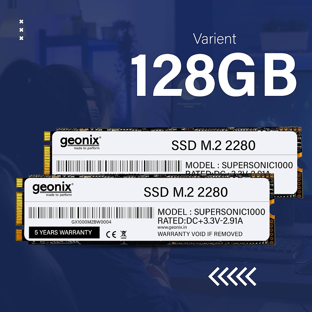 Geonix Black 128GB SSD M.2 2280 SATA III (6Gb/s)|Read Speed Upto 550 Mbps | Internal Solid State Drive(SSD)| 3years Warranty