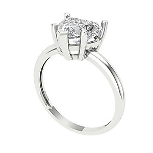 Clara Pucci 2.0 ct Heart Cut Solitaire Moissanite 5-Prong Engagement Wedding Bridal Promise Anniversary Ring 18K White Gold Size 6.75