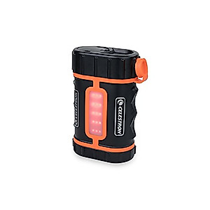 Celestron - PowerTank Lithium Pro Telescope Battery – Rechargeable Portable 12V Power Supply for Computerized Telescopes – 17 hour capacity/ 158.74Wh - Red/White LED Light - 2 USB Ports, Black(18768)