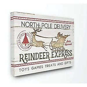 Stupell Industries North Pole Delivery Wood Texture Christmas Holiday Word Design Canvas, 24 x 30, Multi-Color