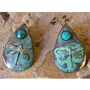 Dragonfly Teardrop Earring - Genuine Turquoise - USA Made