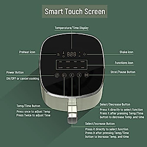 Air Fryer, Fabuletta 9 Customizable Smart Cooking Programs Compact 4QT Air Fryers, Shake Reminder, 450°F Digital Airfryer,Tempered Glass Display, Dishwasher-Safe & Nonstick, Fit for 2-4 People