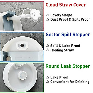 Silicone Spill Proof Stopper Set of 3 for Stanley Quencher H2.0 Flowstate Tumbler 40oz 30oz, 2 Pcs Could Straw Cover Cap + 2 Pcs Square Spill Stopper + 2 Pcs Round Leak Stopper