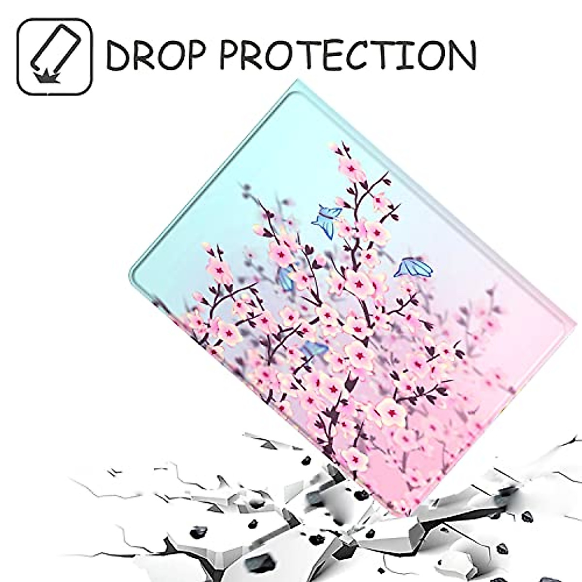 USTY Samsung Galaxy Tab A 10.1 Case 2019 SM-T510 - Slim Shell Lightweight Premium PU Leather Folio Stand Case Protective Cover for Samsung Galaxy Tab A 10.1 Inch Tablet, Cherry Blossom