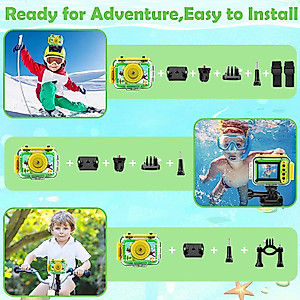 AILEHO Kids Camera - Underwater Camera for Kids Girls Boys, Waterproof Digital Camera, Toddler Toys Kids Selfie Video Camera Recorder for Birthday for Girls Boys Age 3-12 (Green)
