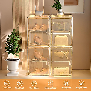 UTHIN 9Pack X-Large 2 Tiers Acrylic Display Case with Division Board, Clear Storage Box for Loungefly Backpack, Anti-Dust Stackable Bag Container Box with Magnetic Door