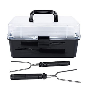 Neature Backyard Smores Kit - Black 13 x 7.9 x 5.9in Plastic Dessert Bonfire Accessories Caddy with Telescoping Skewers