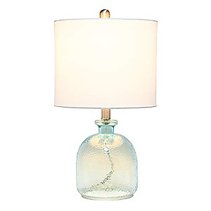 Elegant Designs LT3335-CBL Textured Glass Table Lamp, Clear Blue