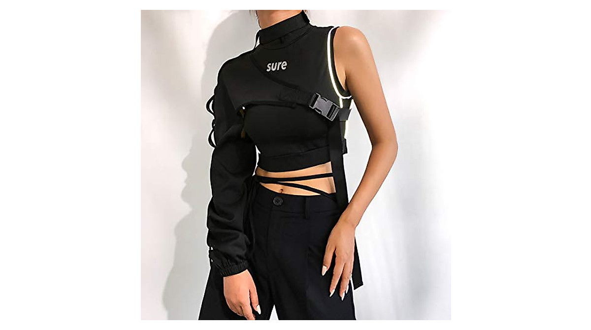 FlyCC Sexy One Shoulder Crop Top for Festivals