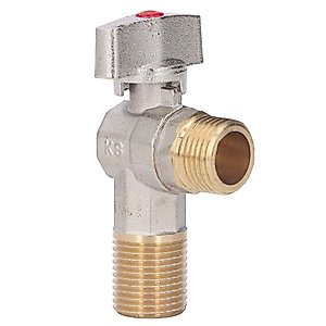 G1/2 Thread Brass Valve, Faucet Valve G1/2 Thread Angle Stop Valve for Kitchen Bathroom, Mop Handles (Red)